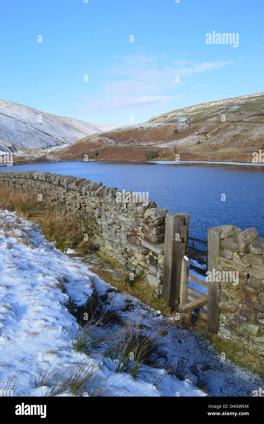Upper Ogden Reservoir near the village of Barley with a snow covered ...