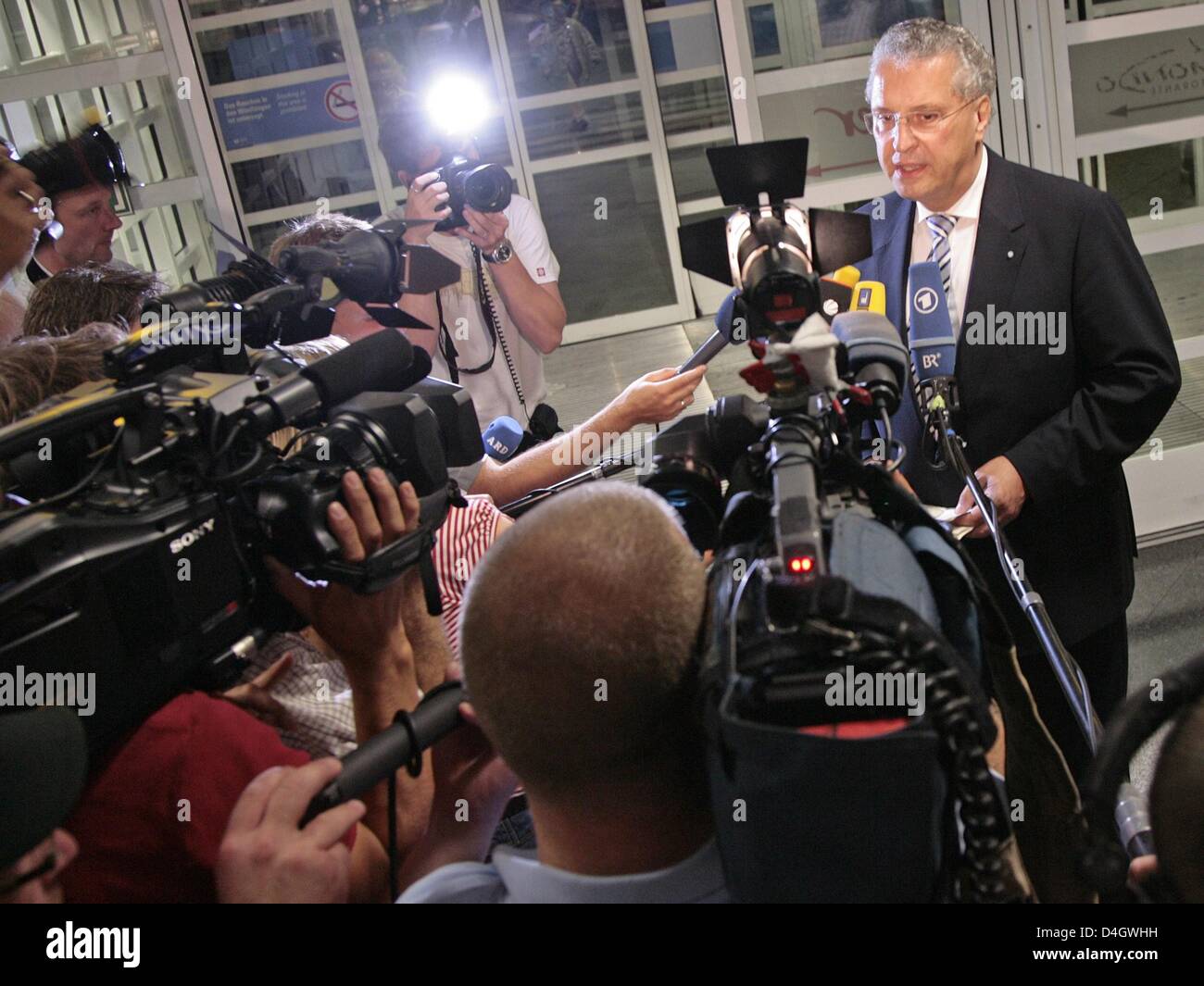 Bavaria's Interior Minister Joachim Herrmann gives a statement to the ...