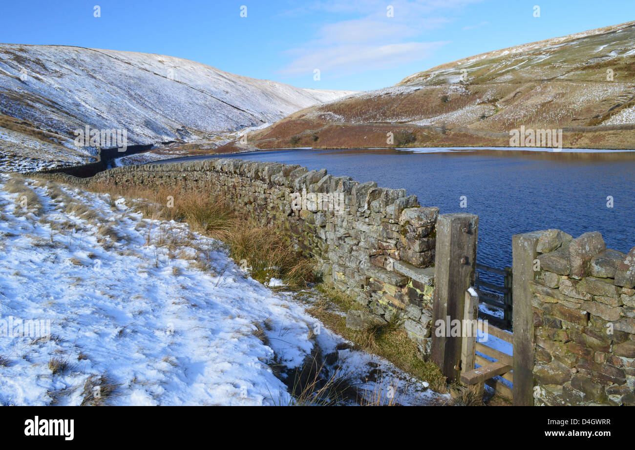 Upper Ogden Reservoir near the village of Barley with a snow covered ...