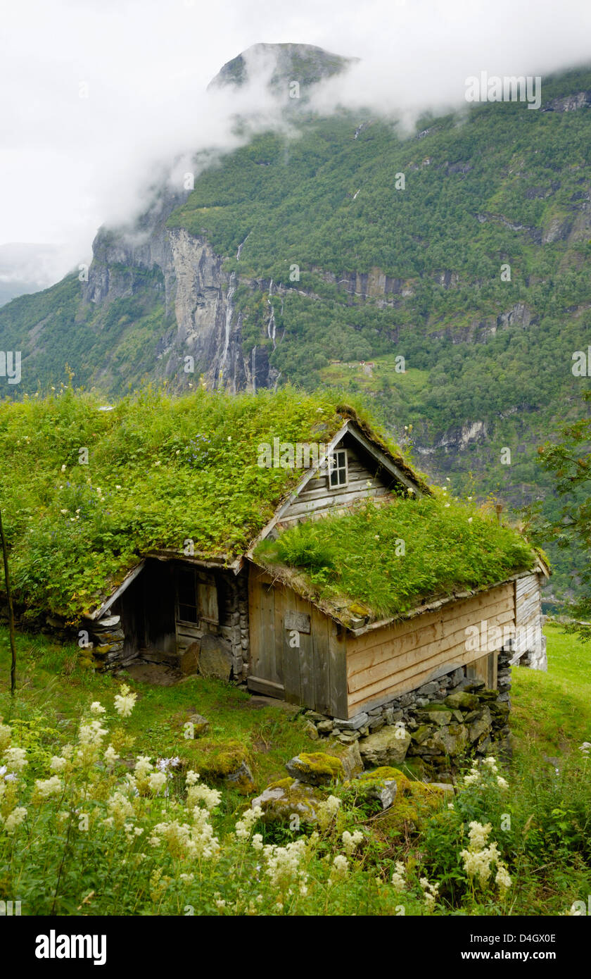 Hiking along Geirangerfjorden, near Skagefla, Geiranger, UNESCO World ...