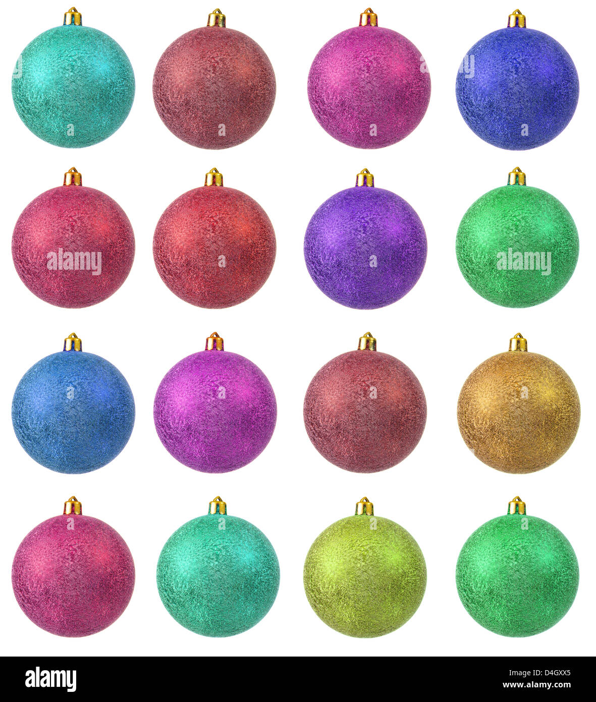 collection of colored christmas ornament . Isolated over white Stock ...