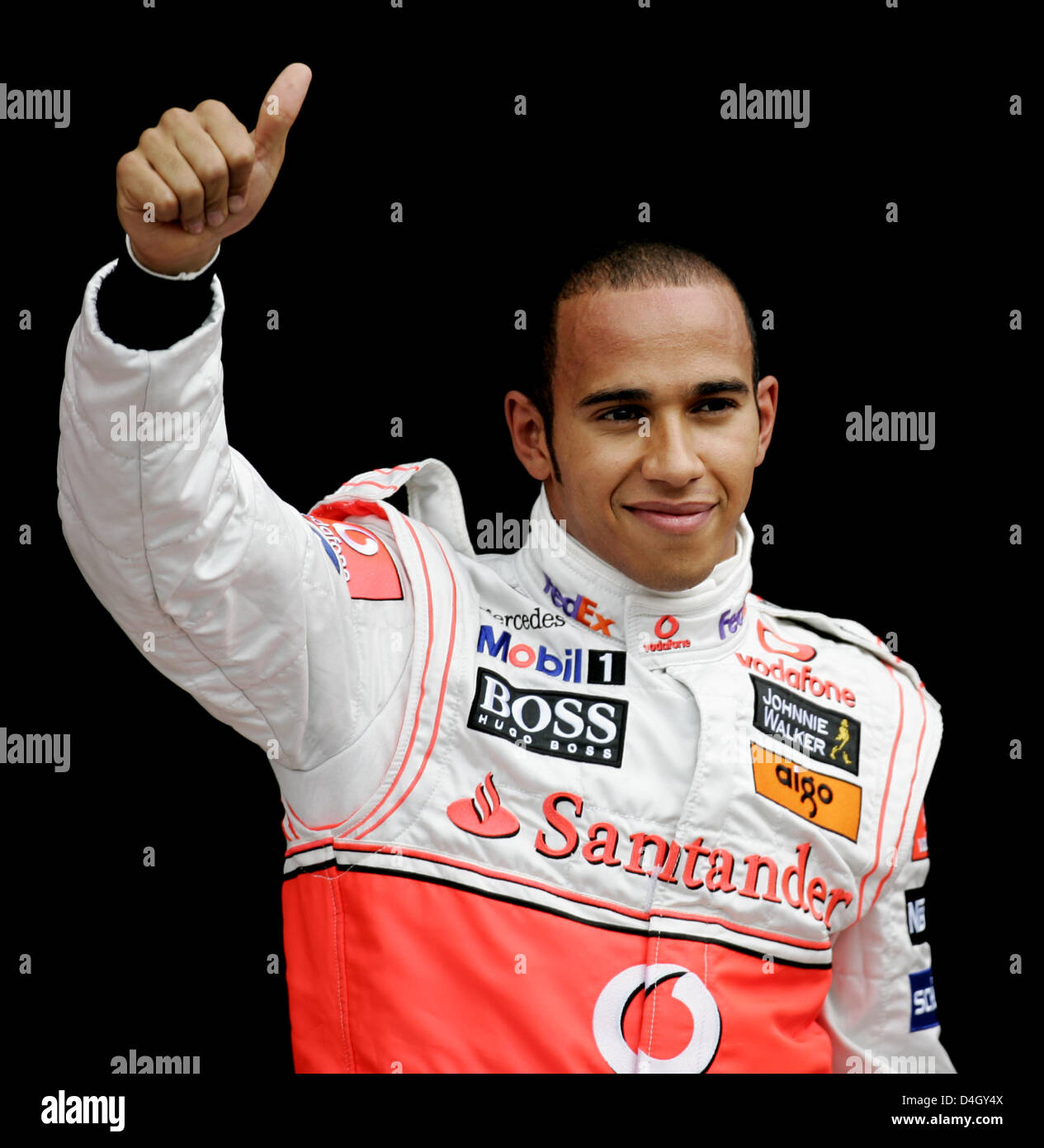 British Formula One driver Lewis Hamilton of McLaren Mercedes gives ...