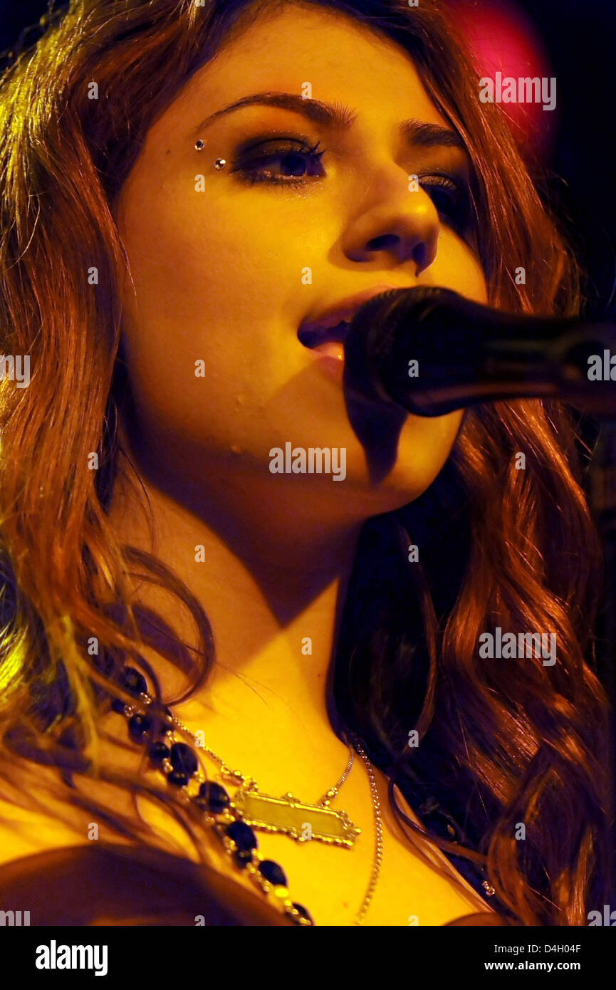 Australian singer Gabriella Cilmi performs on stage at the Postbahnhof ...