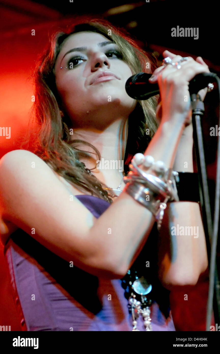 Australian singer Gabriella Cilmi performs on stage at the Postbahnhof ...