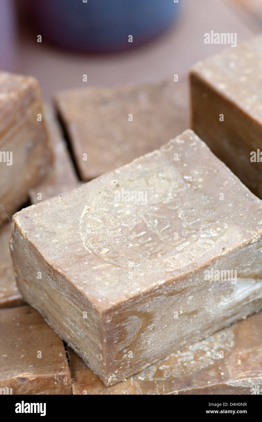 Handmade Bars of Aleppo Soap with Laurel Stock Photo - Alamy