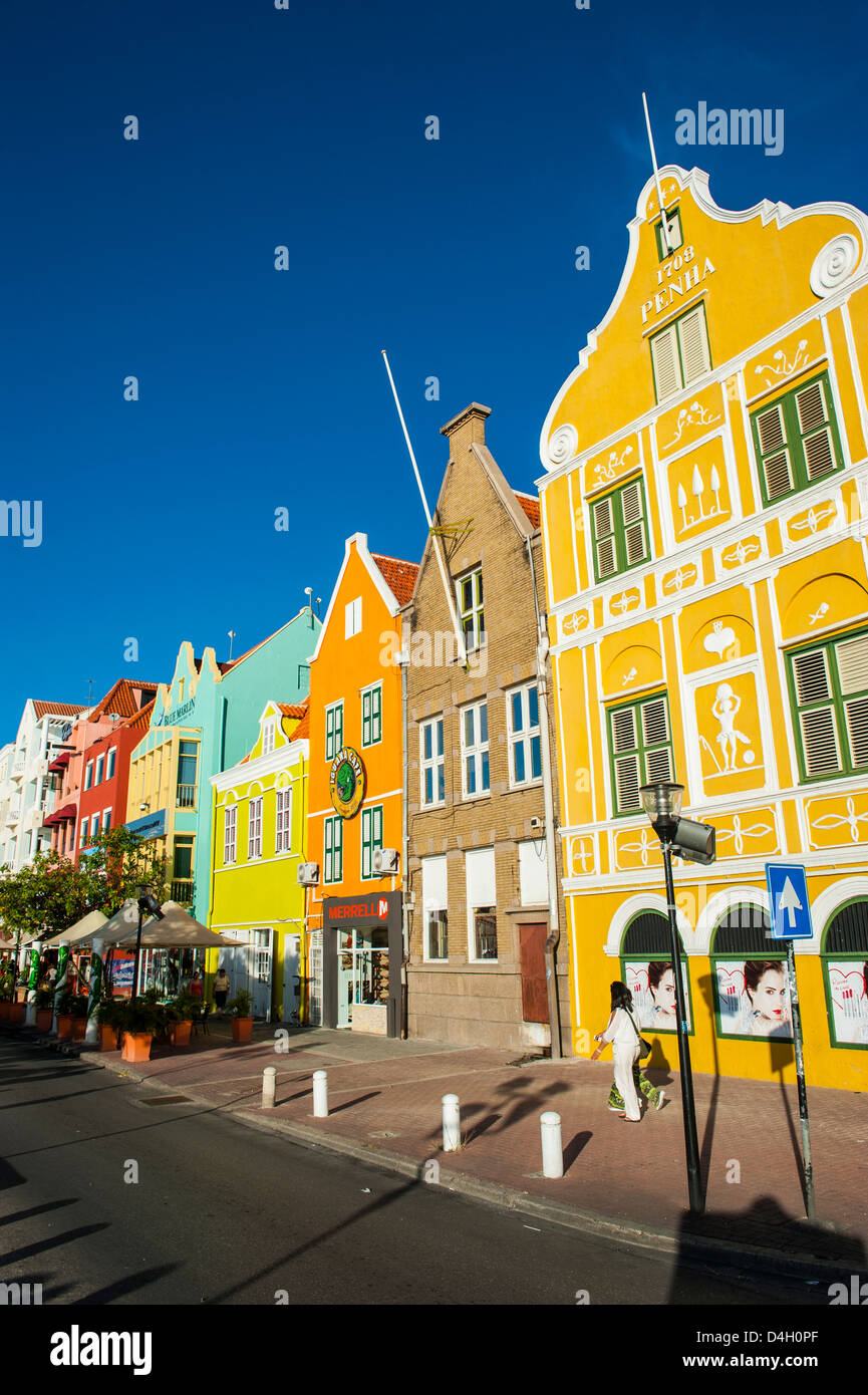 The colourful Dutch houses at the Sint Annabaai in Willemstad, UNESCO ...