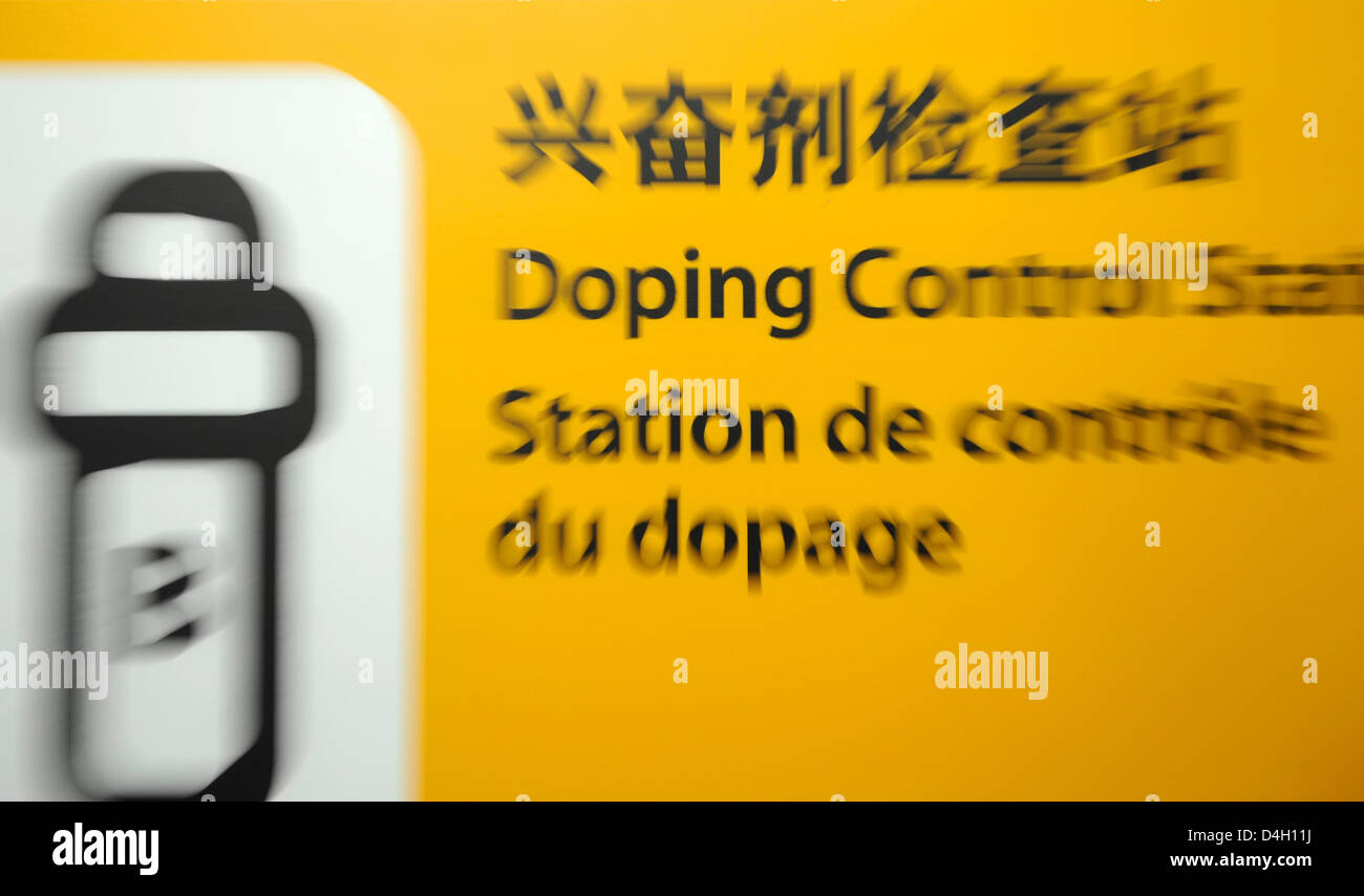 A sign reading 'Doping Control Station' is pictured at the national ...