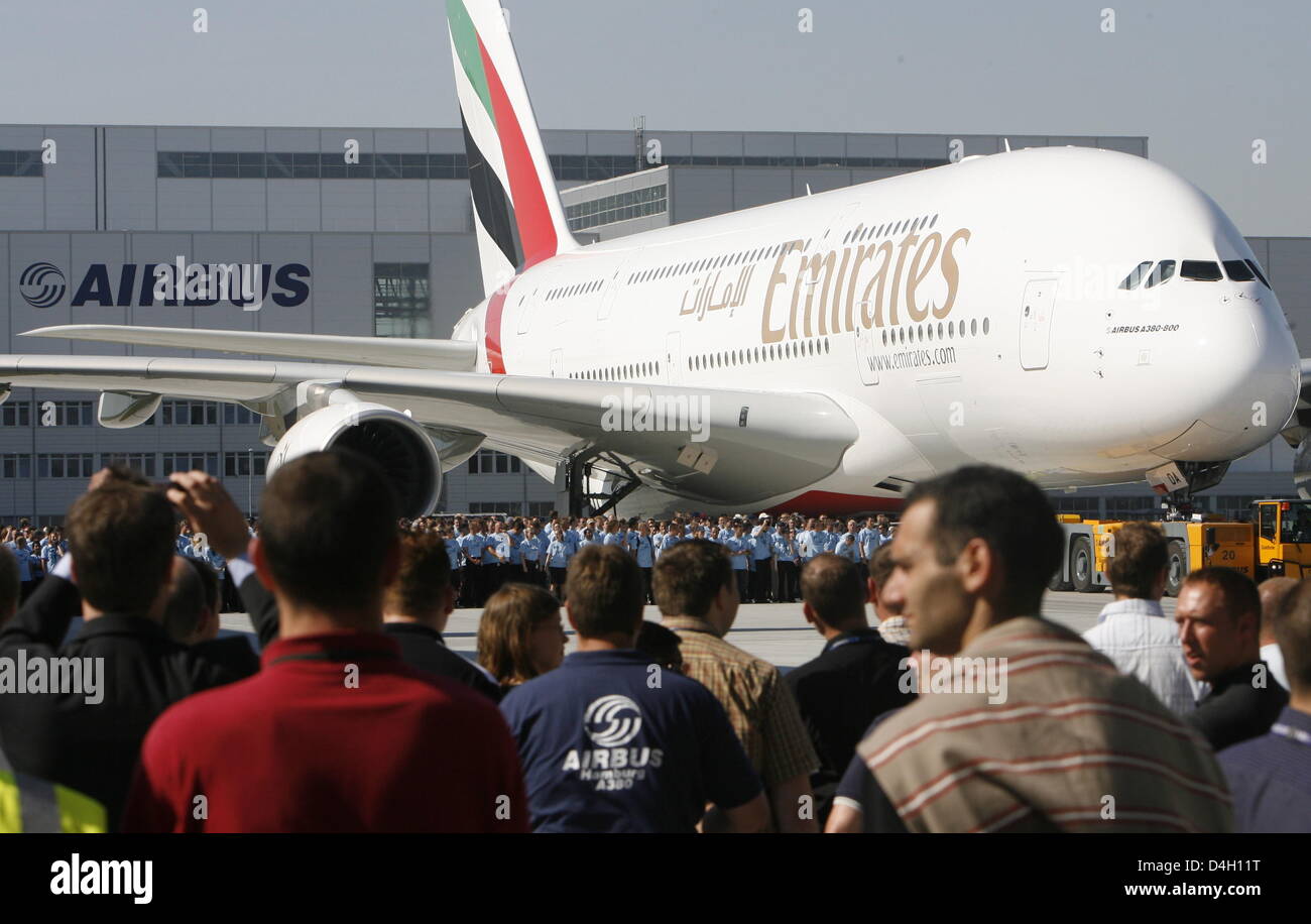 Airbus employees attend the handing over ceremony of the first Airbus ...