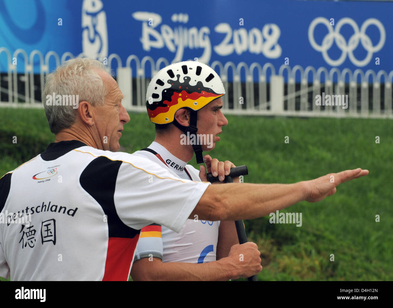 German canoeist Jan Benzien and German national coach Juergen Koehler ...