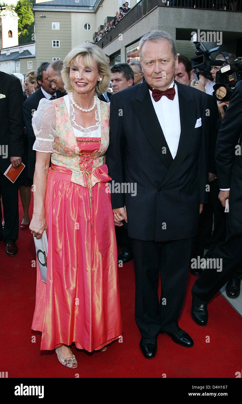 Chairman of Porsche supervisory board Wolfgang Porsche (R) and his ...