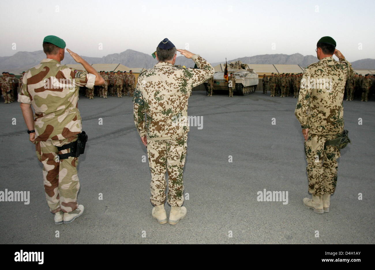 German Bundeswehr Lieutenant Colonel Gunnar Bruegner (R), commander of ...