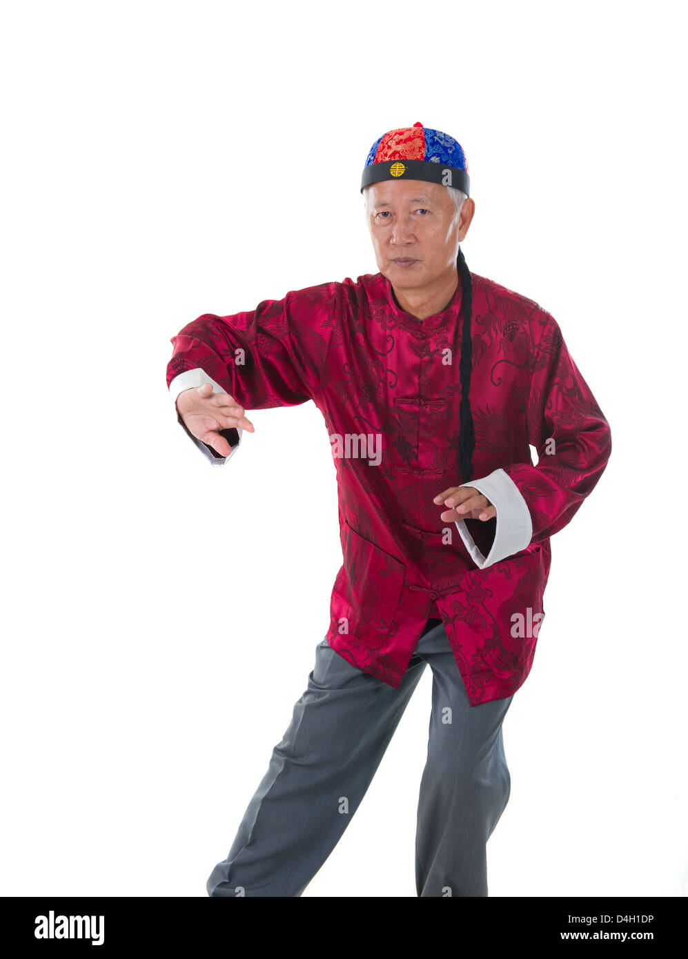 old man grand chinese kung fu master isolated on white Stock Photo - Alamy