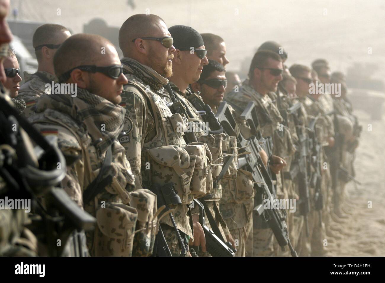 German Bundeswehr Quick Reaction Force (QRF) soldiers seen during a manoeuvre in the Marmal ...