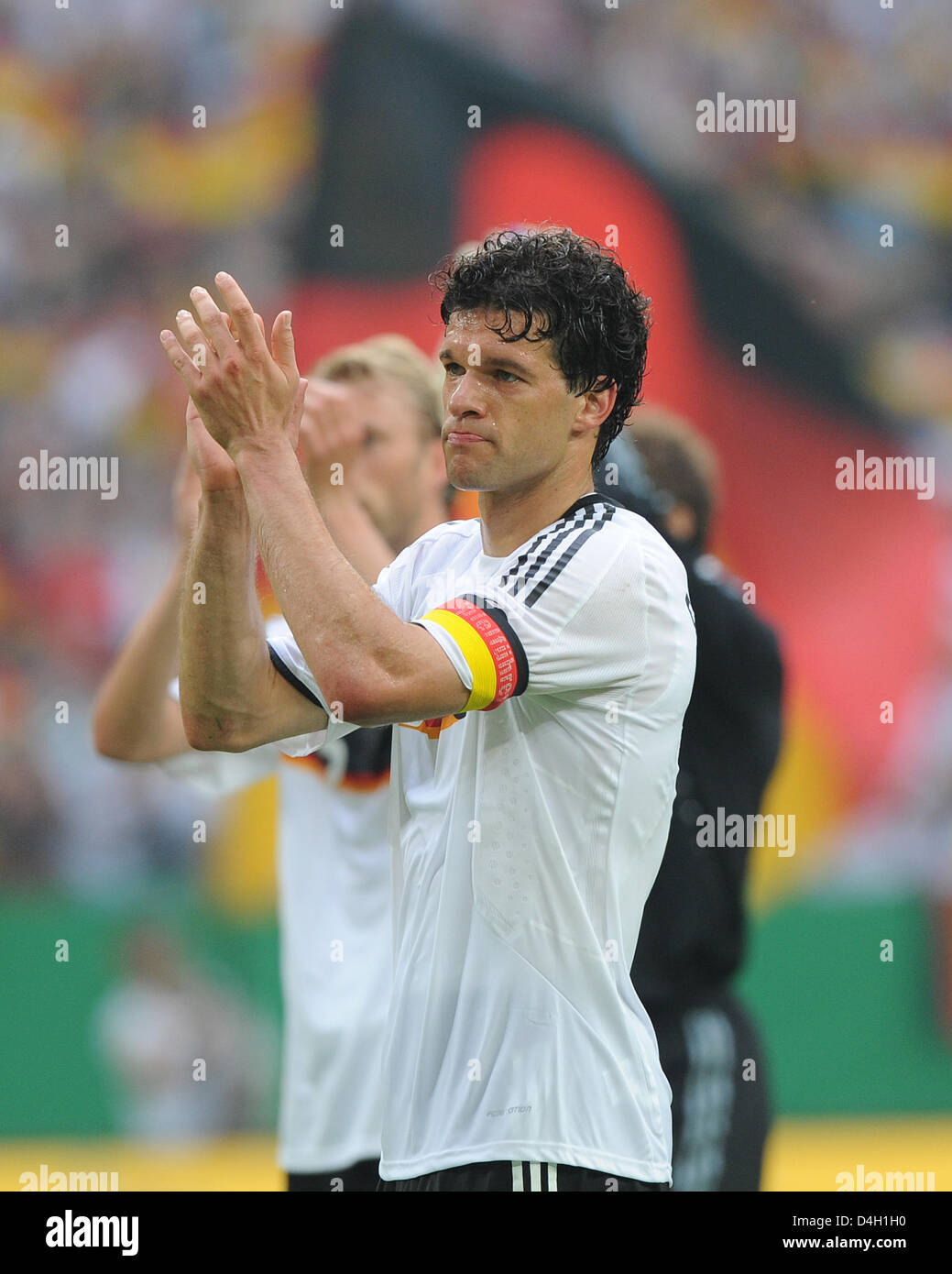 Michael Ballack, captain of Germany's national soccer squad gestures ...