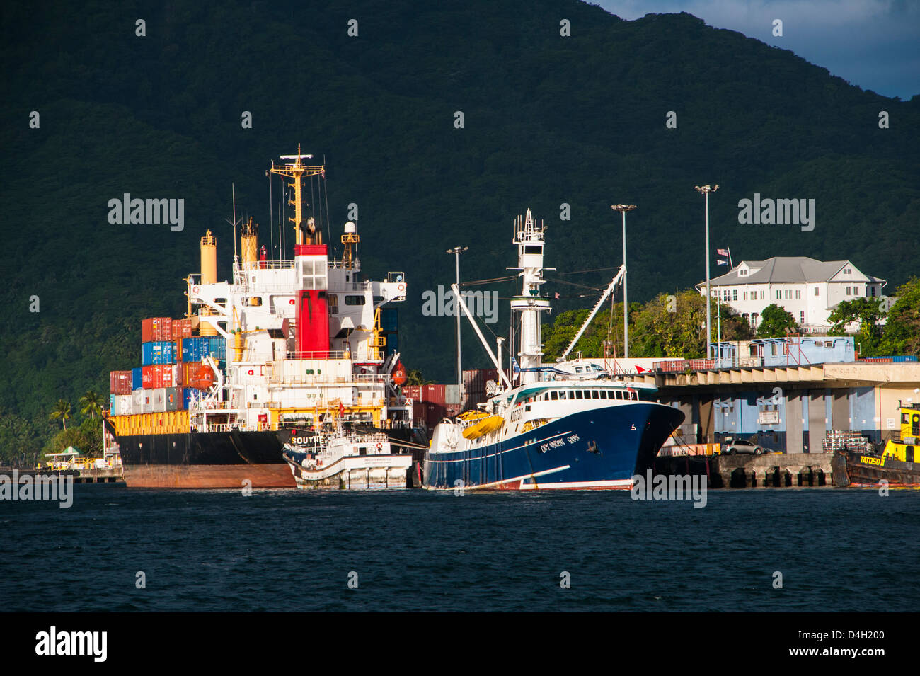 Sunset in the Pago Pago harbour, Tutuila island, American Samoa, South ...