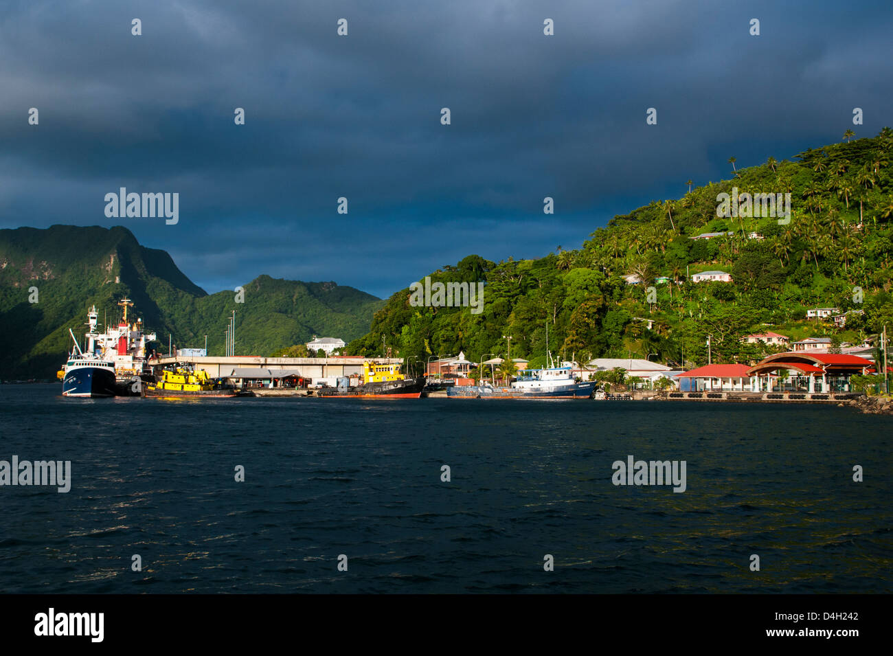Sunset in the Pago Pago harbour, Tutuila island, American Samoa, South ...
