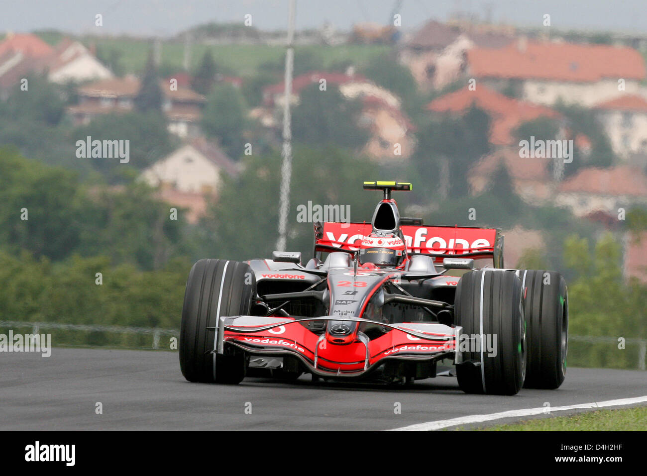 Finnish Formula One driver Heikki Kovalainen of McLaren Mercedes steers ...