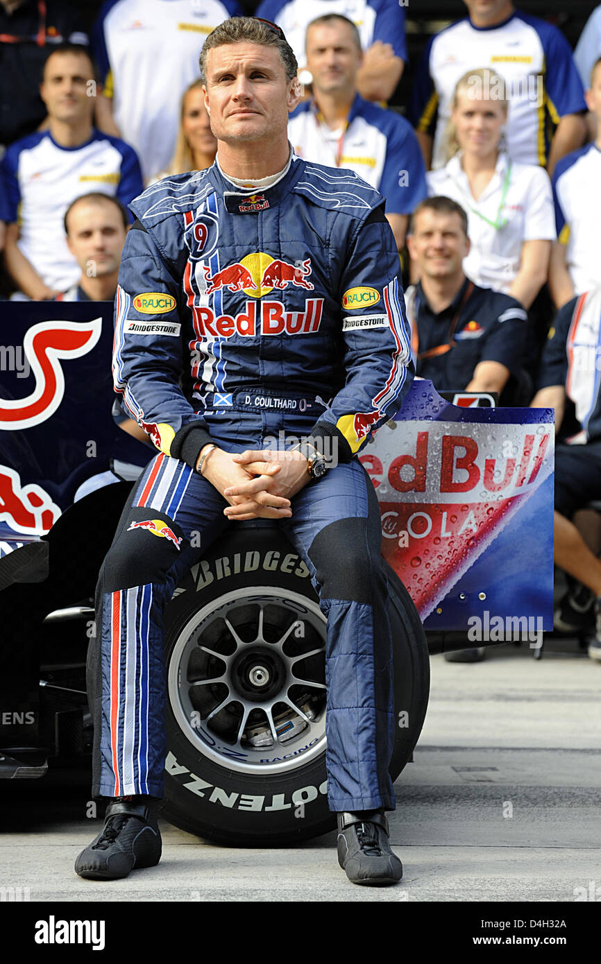 British Formula One driver David Coulthard of Red Bull poses for a ...