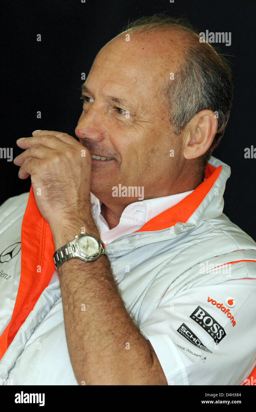 McLaren Mercedes team principal Ron Dennis smiles prior to the second ...