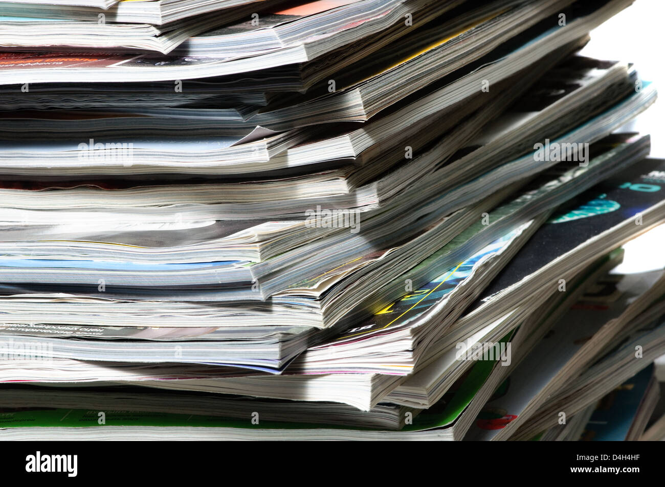 Stack of magazines. Close - up Stock Photo - Alamy