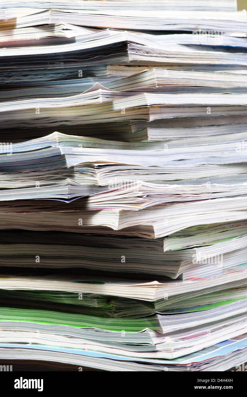 Stack of magazines. Close - up Stock Photo - Alamy