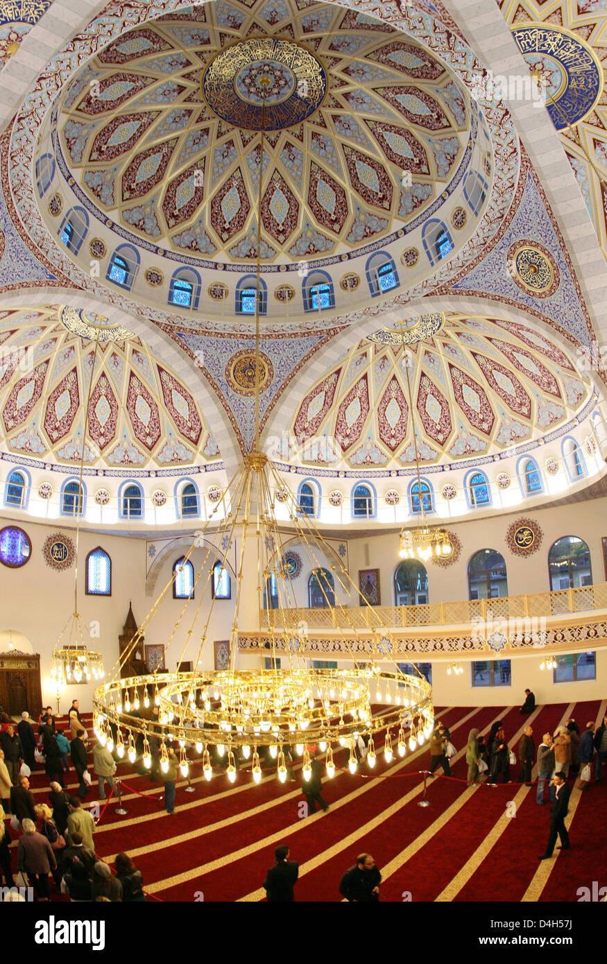 Visitors seen inside newly inaugurated Merkez mosque in Duisburg's ...