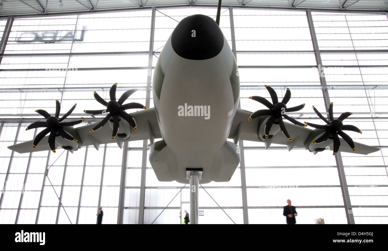 A model of the Airbus A400M Military Transport Aircraft pictured in a ...