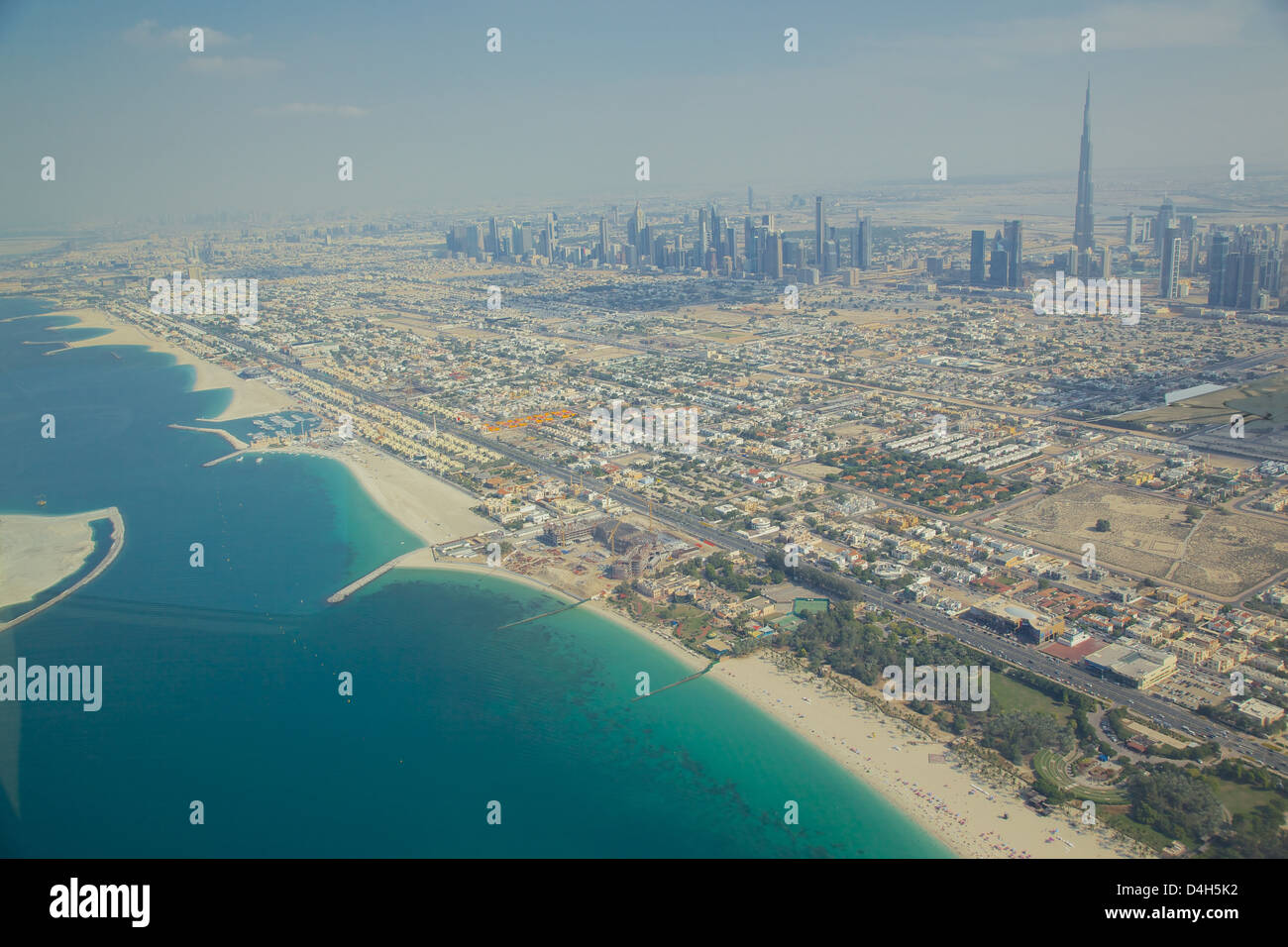View of city skyline and Dubai Beach from seaplane, Dubai, United Arab ...