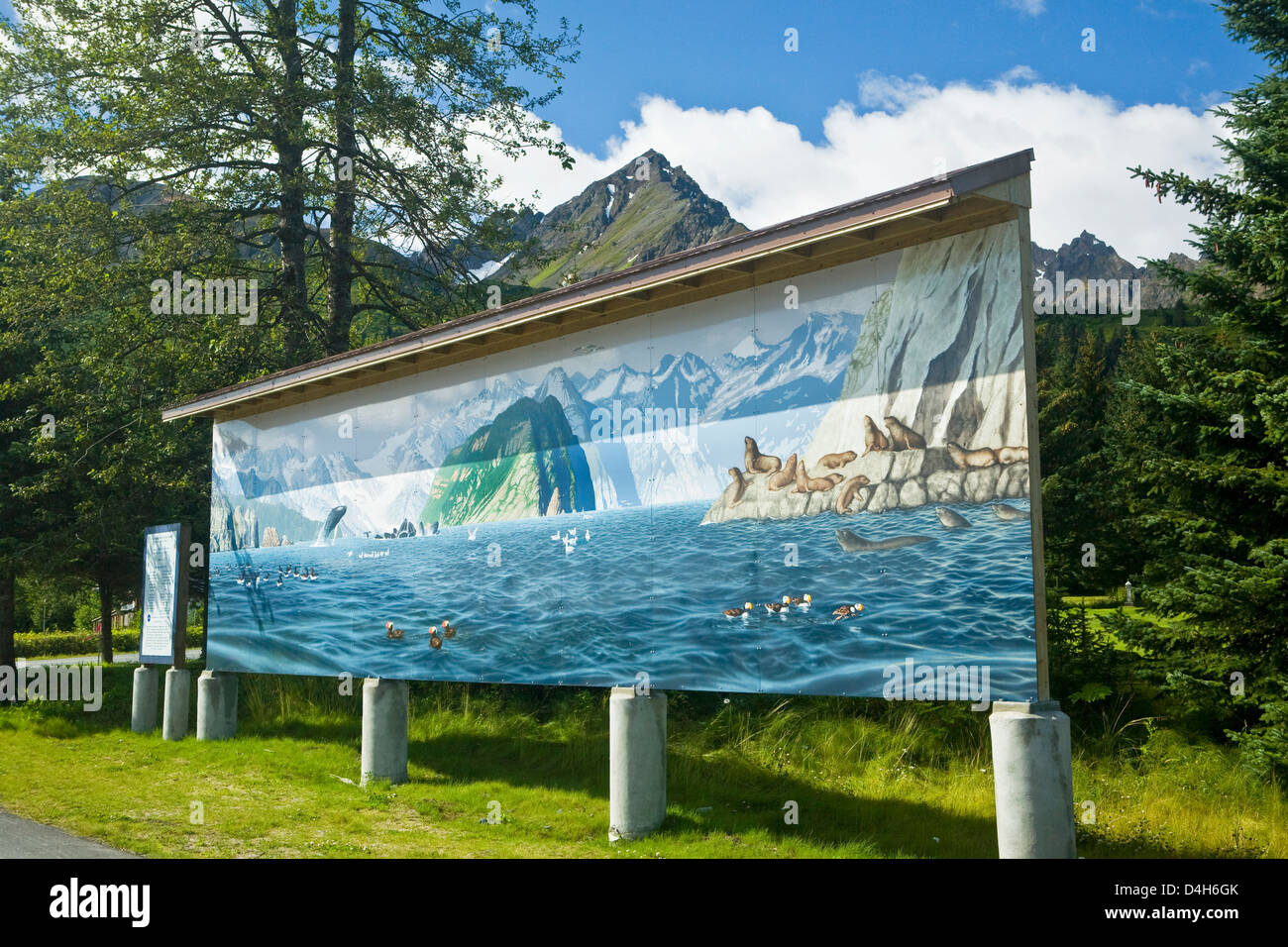 Mural "Kenai Fjords National Park", master artist Ed Tussey, Seward ...