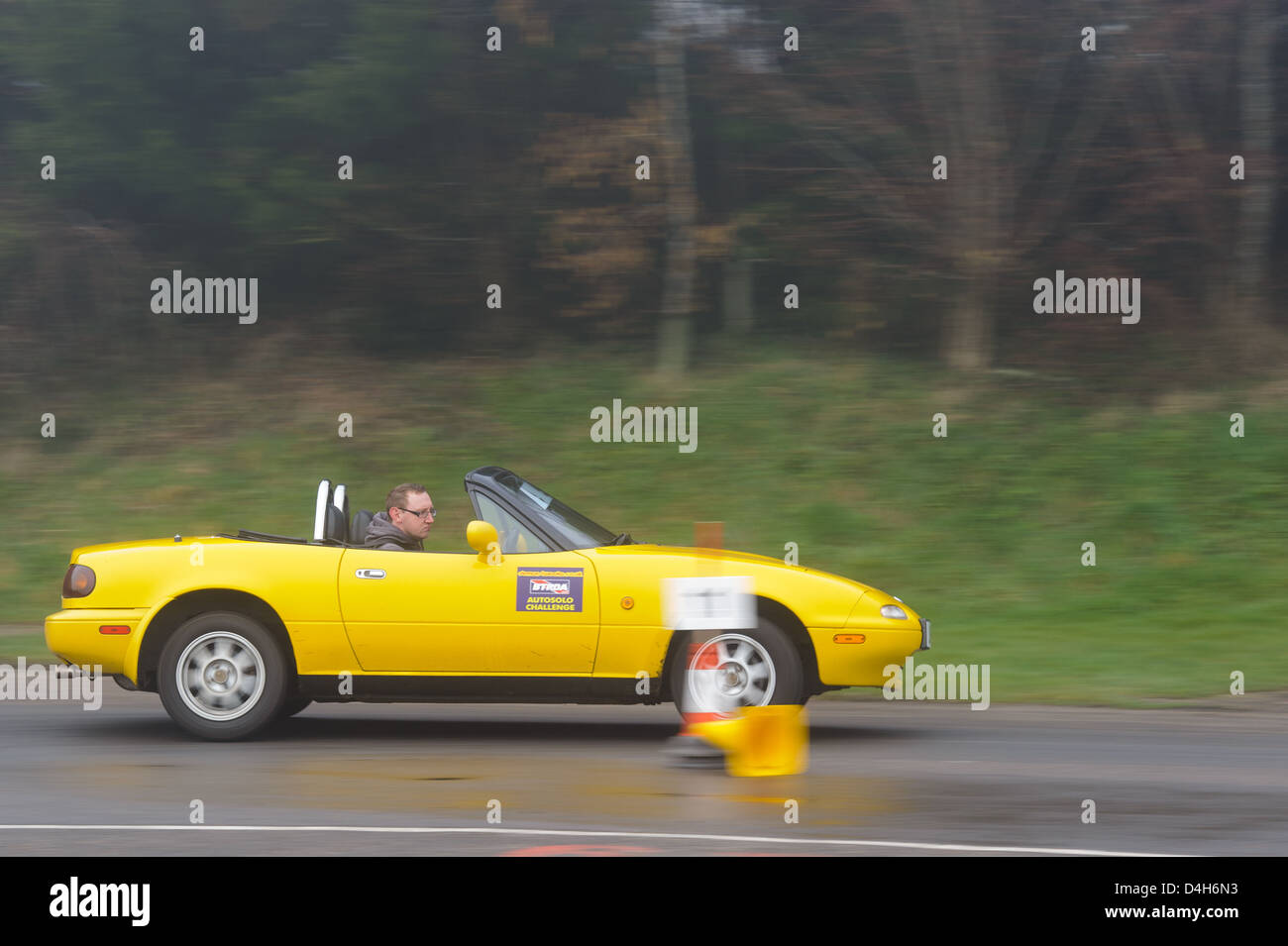 A car taking part in an AutoSolo event at Castle Combe Circuit Stock ...