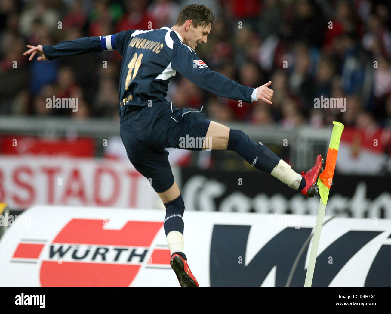 Cologne's Milivoje Novakovic jubilates after his 0-2 goal during the ...