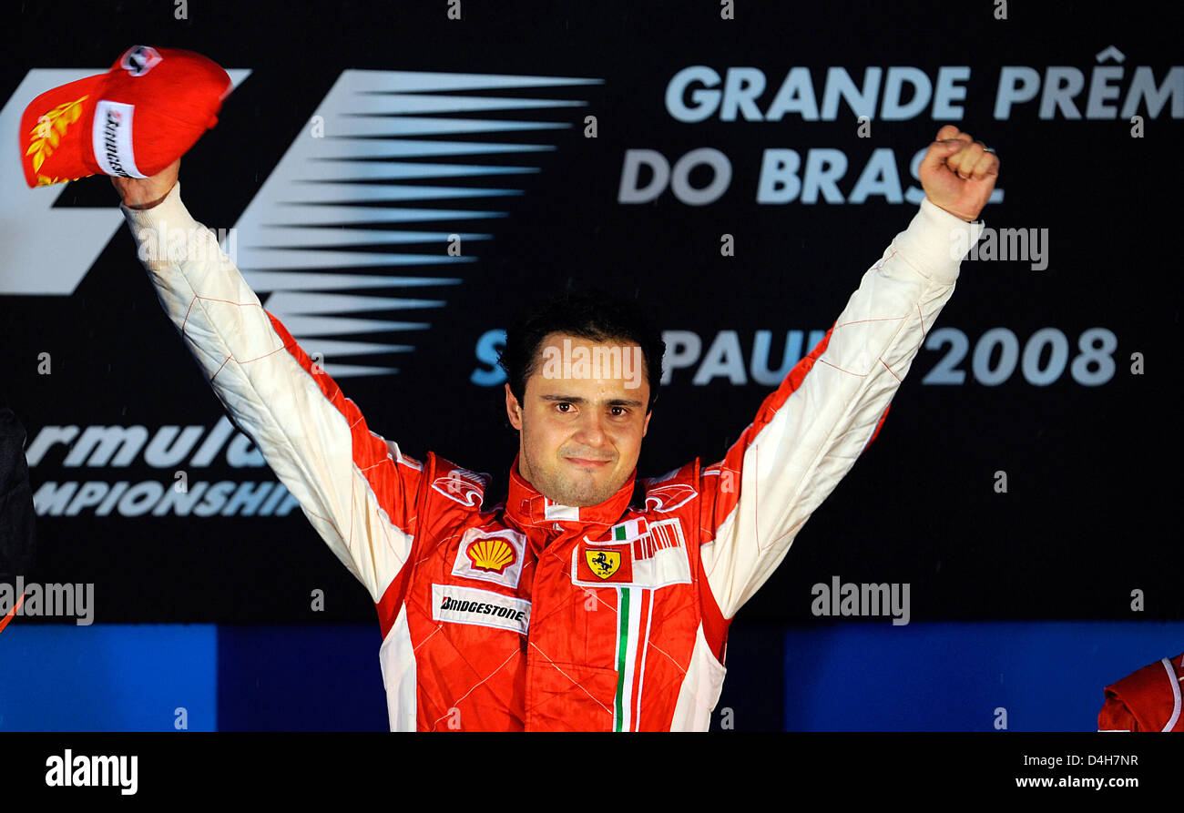 Brazilian Formula One driver Felipe Massa of Ferrari reacts on the ...
