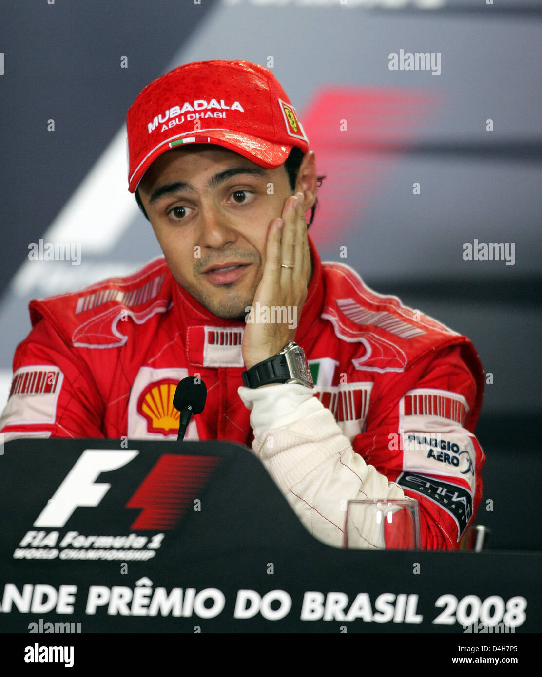 Brazilian Formula One driver Felipe Massa of Ferrari gestures during ...