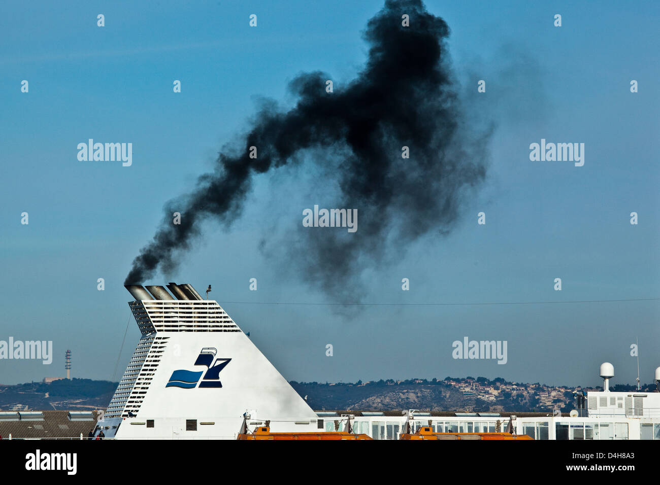 Ship starting her Diesel engines Stock Photo - Alamy