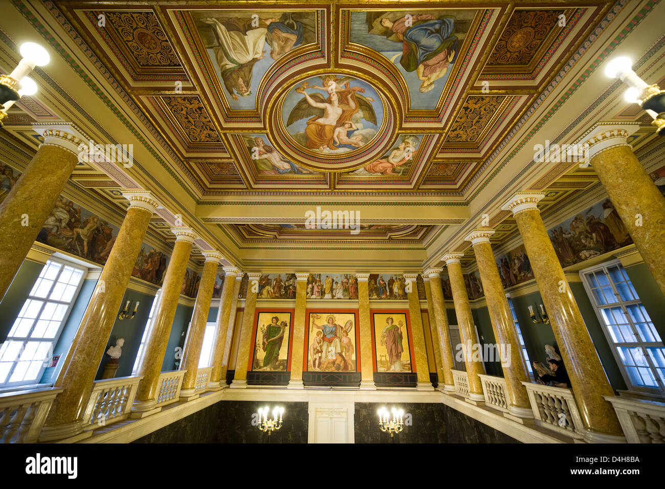 Hungarian National Museum interior decorated with frescos in Budapest ...