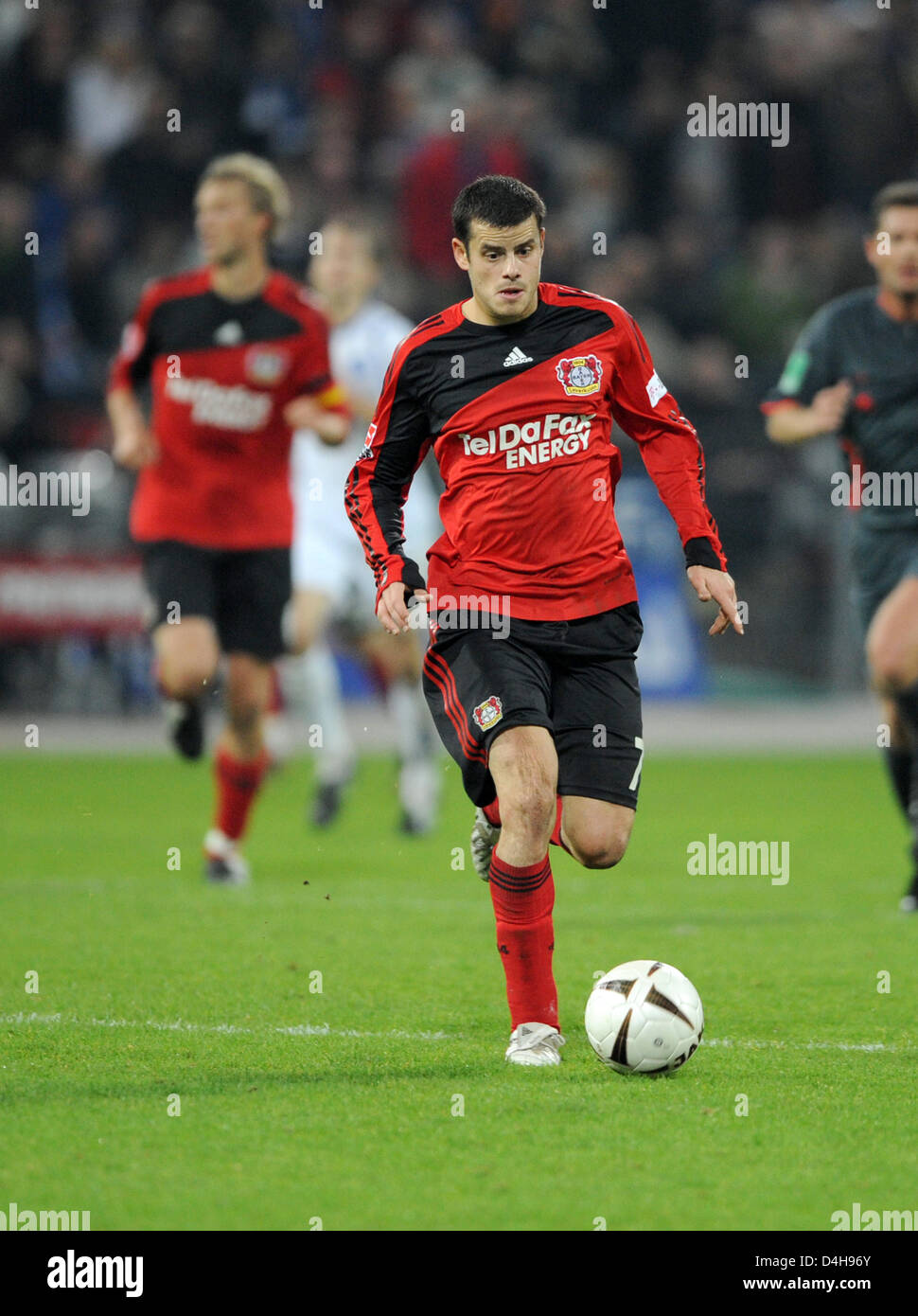 Leverkusen?s Traquillo Barnetta controls the ball in the German ...