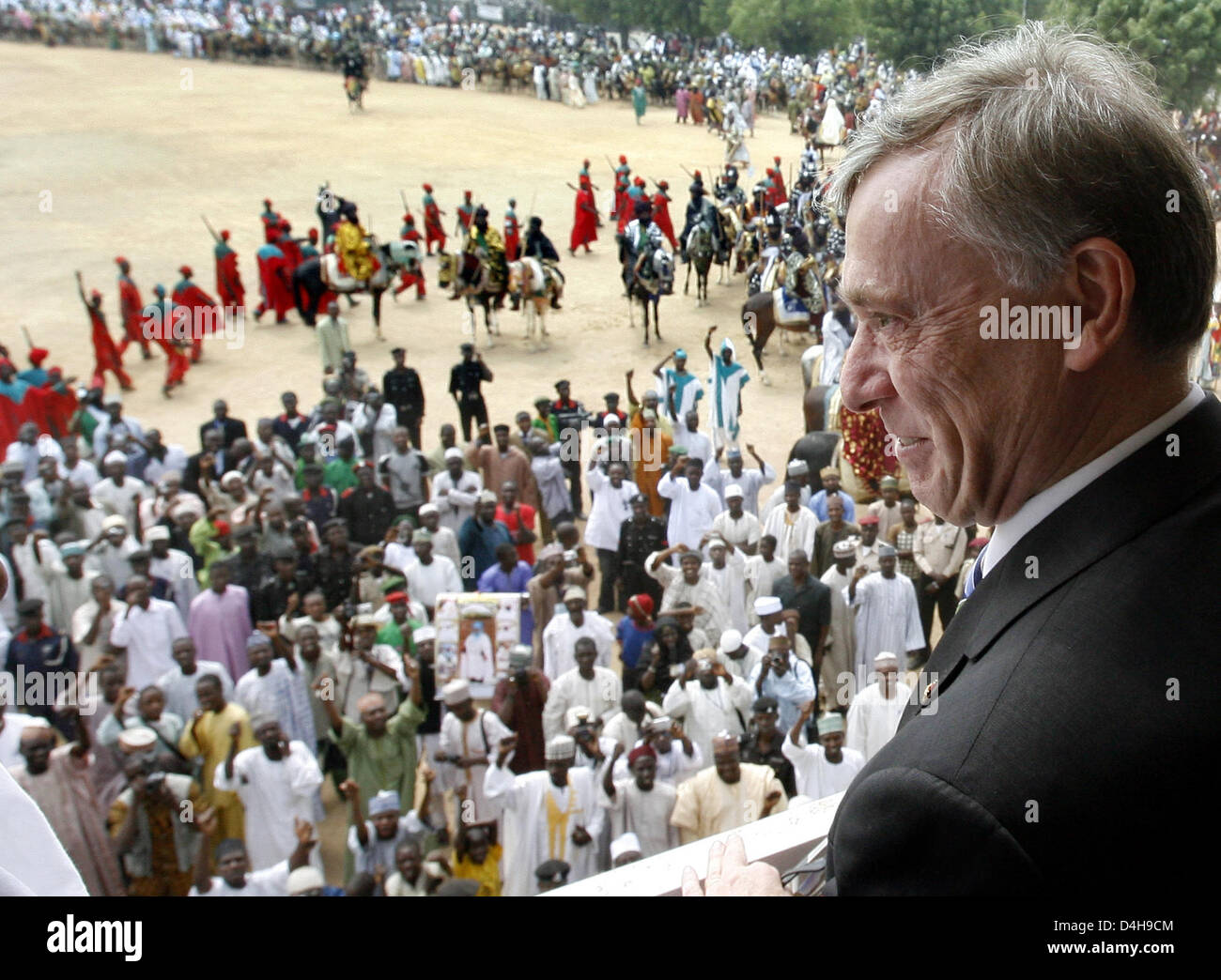 German President Horst Koehler watches a Durbar, which is a traditional ...