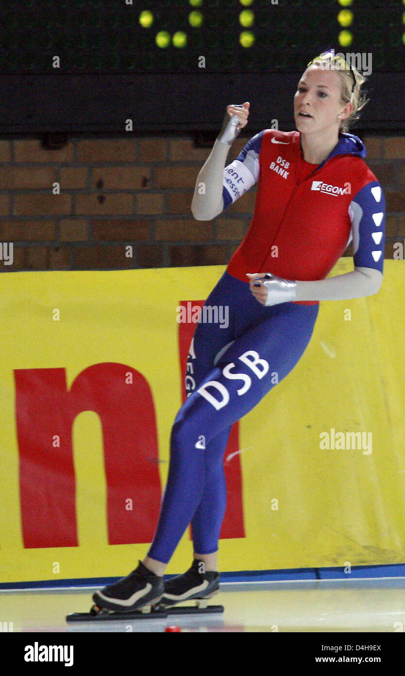Dutch ice speed skater Annette Gerritsen is shown in action during the ...