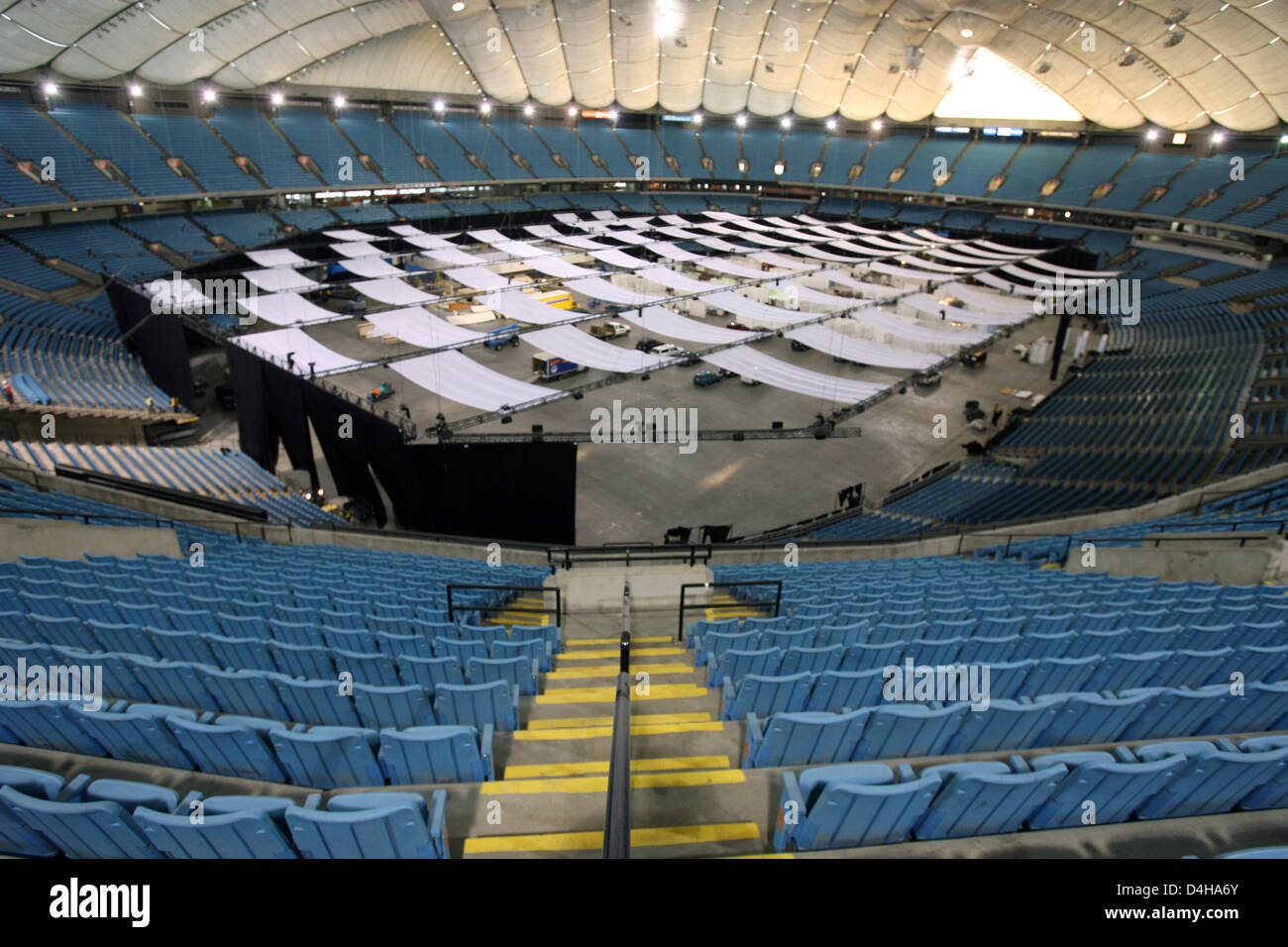 Interior view of BC Place Stadium pictured during the set-up of a trade ...