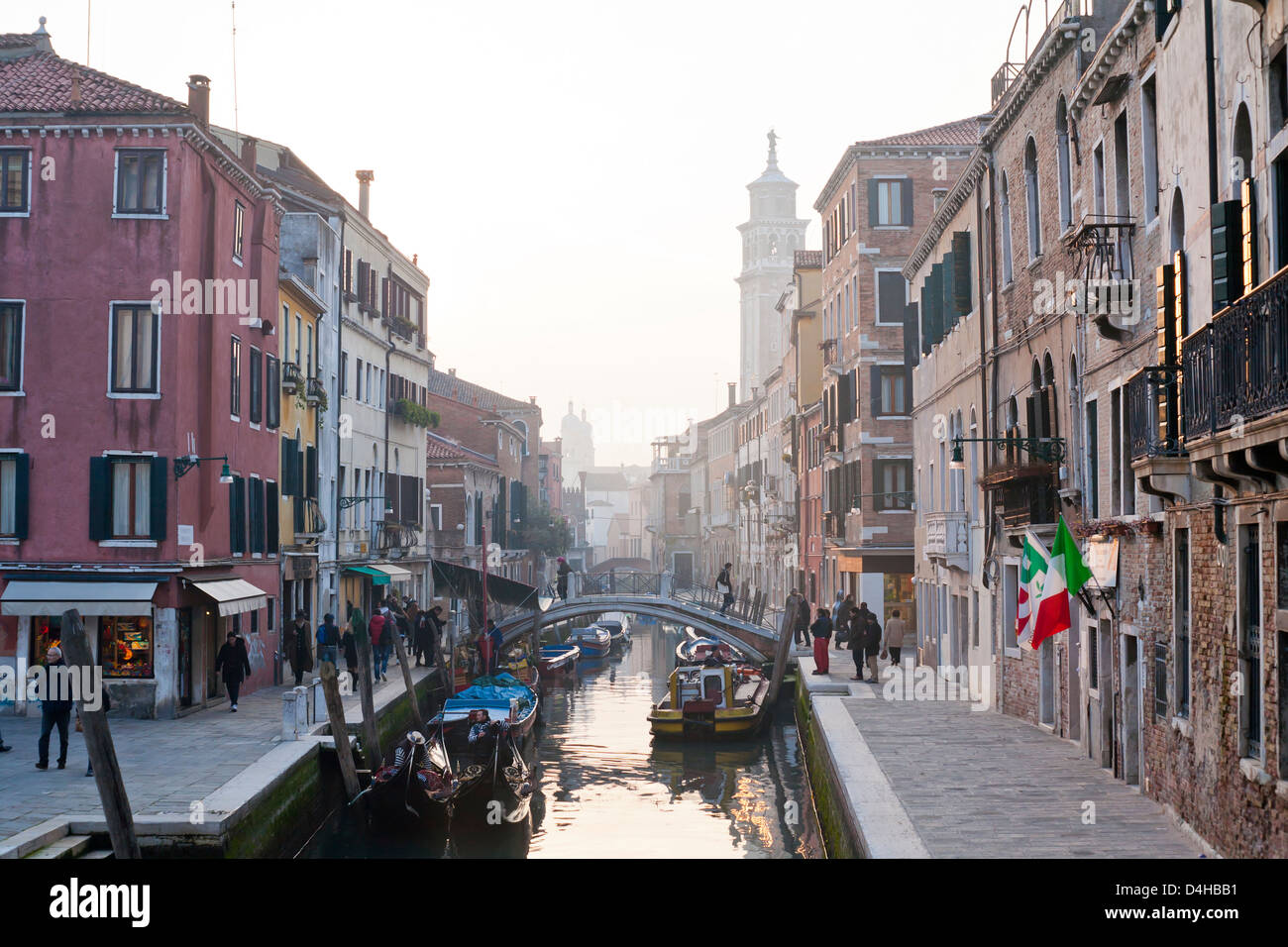 View over the canal and street in Venice Italy Stock Photo - Alamy