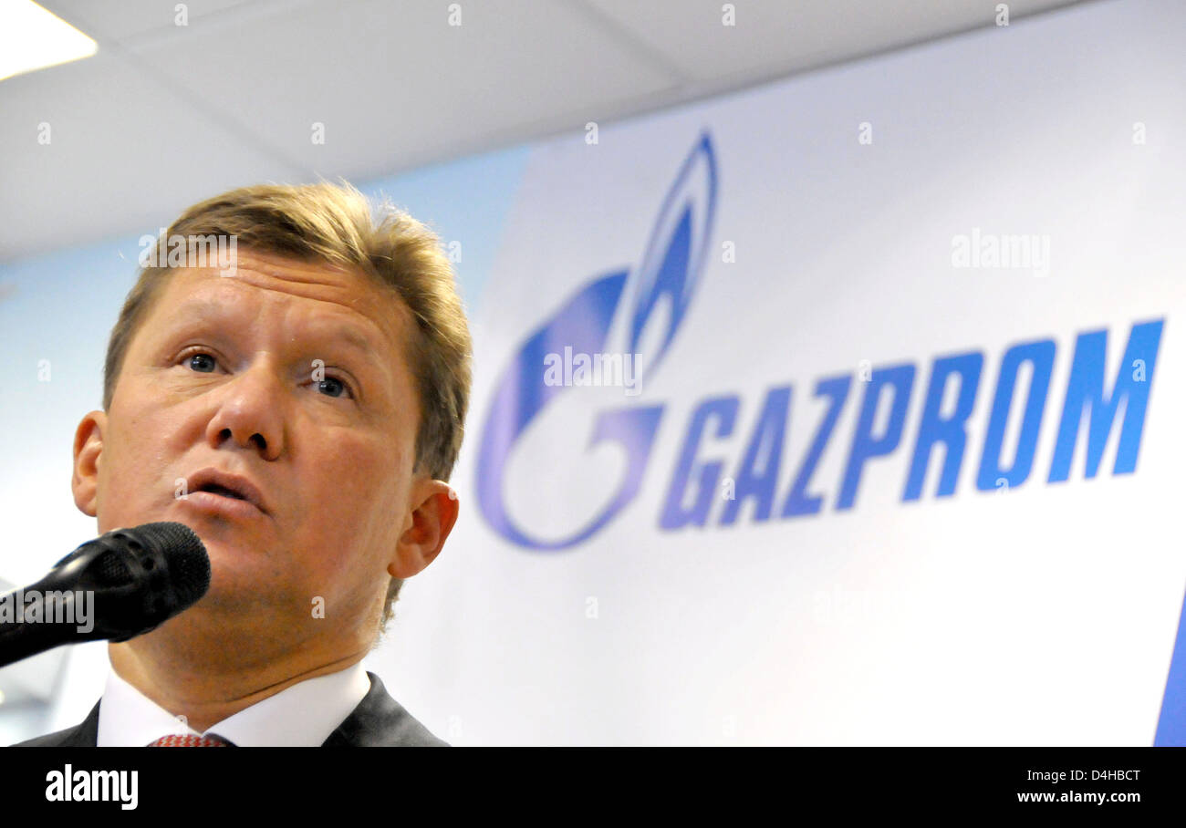 Gazprom CEO Alexei Miller pictured during a press conference on the new ...