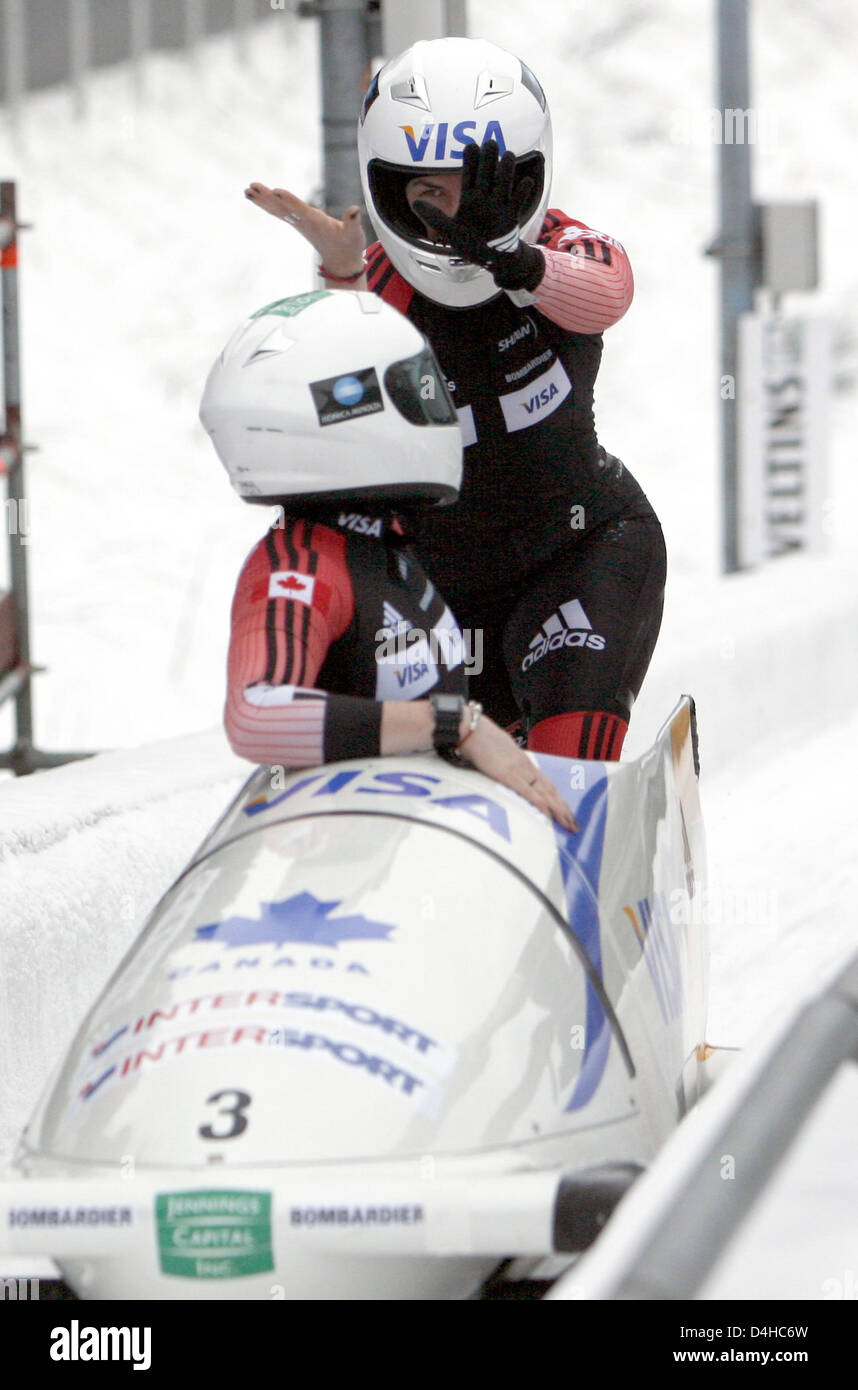 Canada?s Jennifer Ciochetti (R) and Helen Upperton (L cheer winning at ...