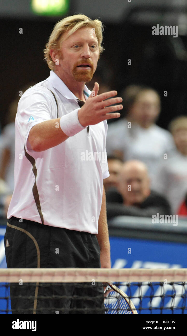 Former German tennis professional Boris Becker gestures during a tennis ...