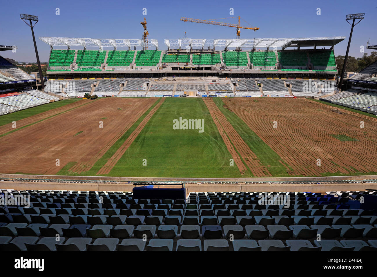Constructions works at the Free State Stadium captured in Bloemfontein ...