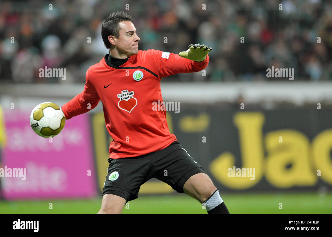 Wolfsburg?s keeper Diego Benaglio seen in action during the Bundesliga ...