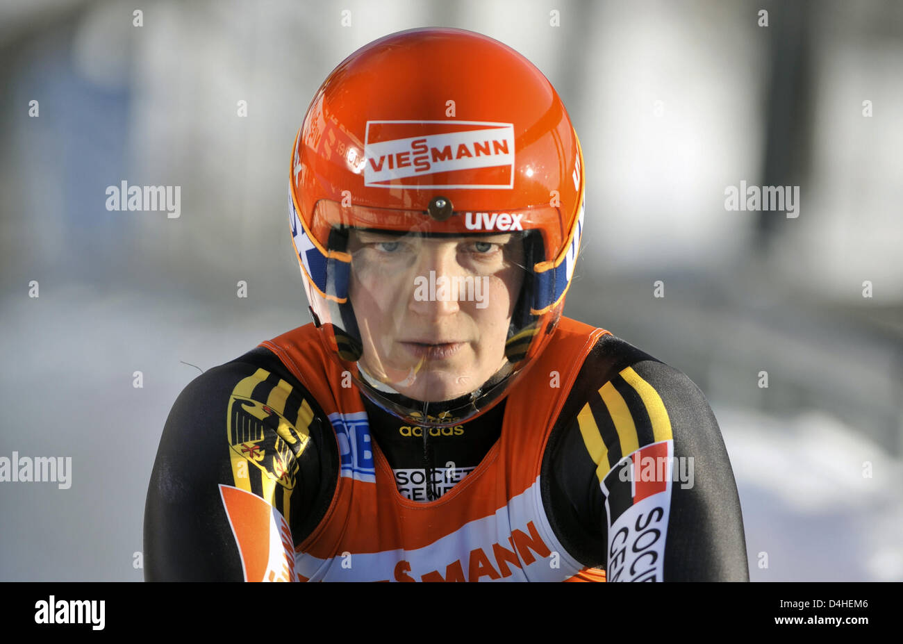 German bobsleigh driver Tatjana Huefner captured at the bobsleigh run ...