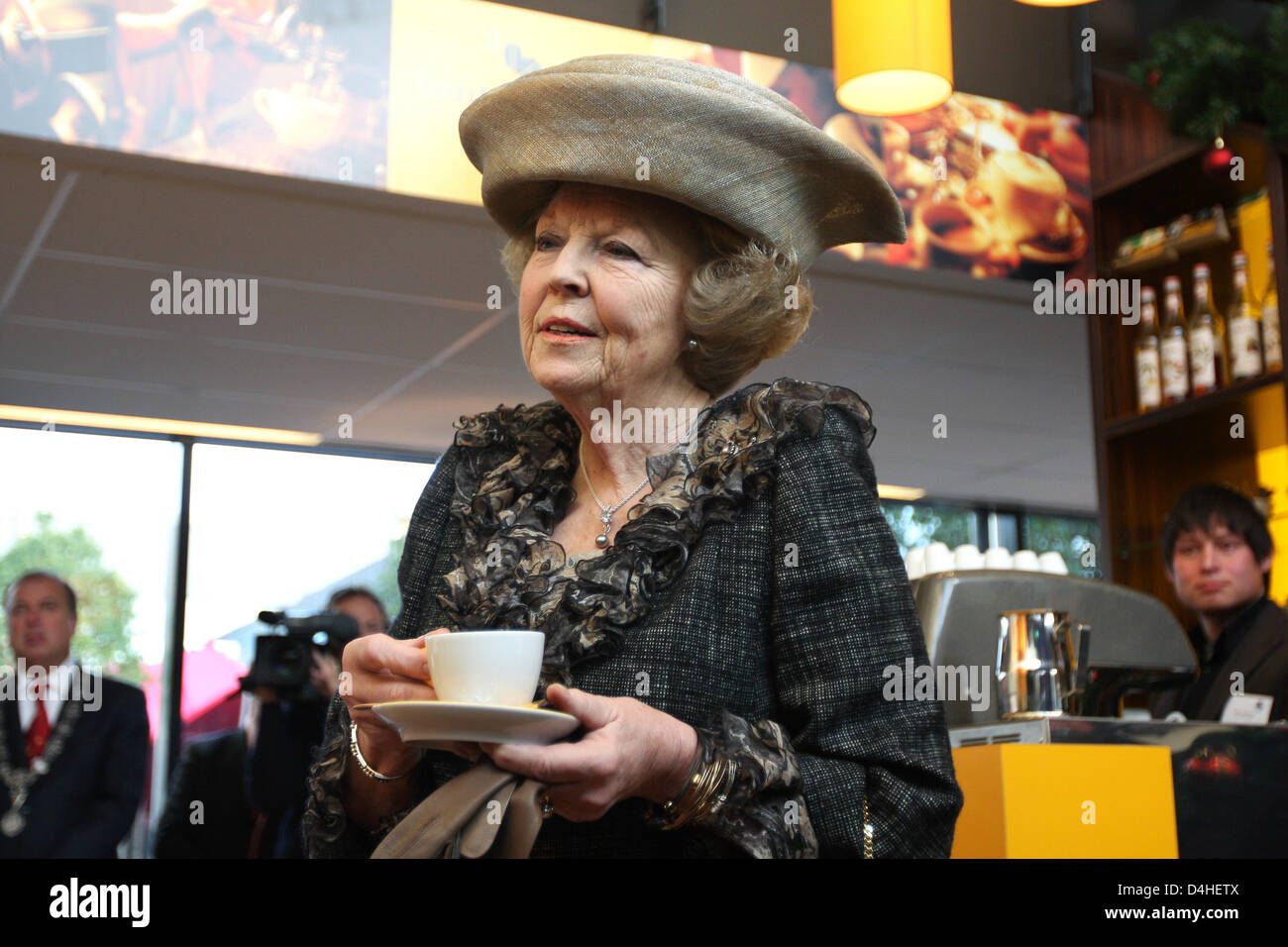 Dutch Queen Beatrix drinks coffee in the coffee corner during the ...