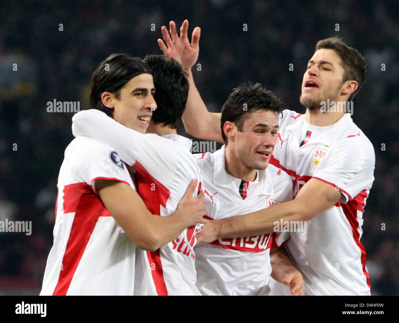Stuttgart?s Sami Khedira (L) cheers with Ciprian Marica (L-R ...