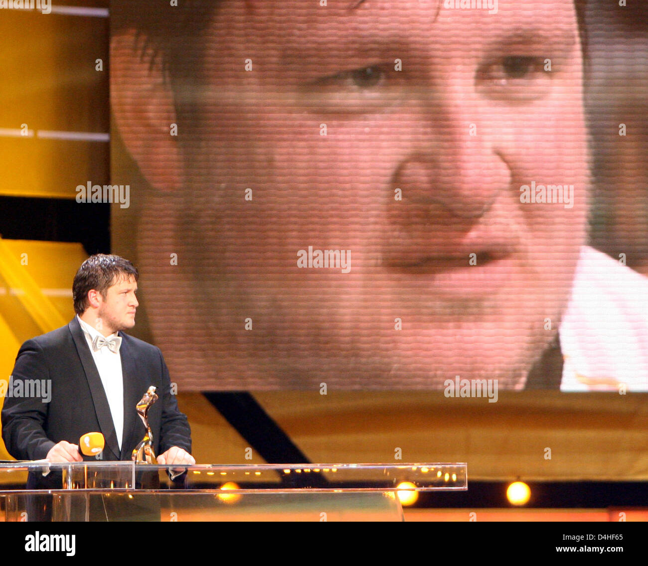 German weightlifter Matthias Steiner seen on stage after receiving the ...