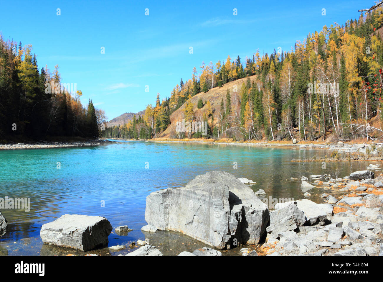 Autumn landscape in Xinjiang China Stock Photo - Alamy